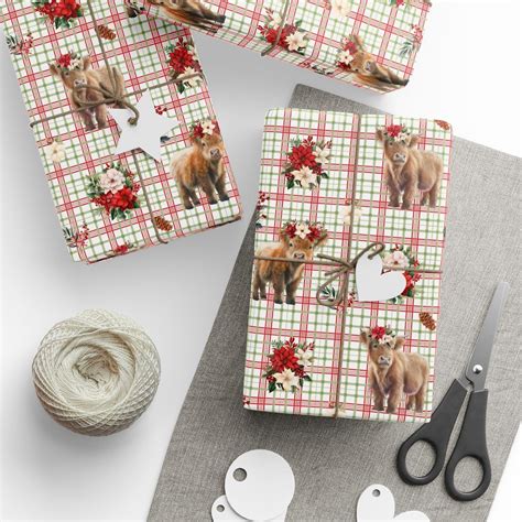 Highland Cow Christmas Wrapping Paper Scottish Highland Cow Christmas