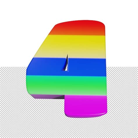 Render 3d De Efecto De Texto De Arco Iris Número 4 Archivo Psd Premium
