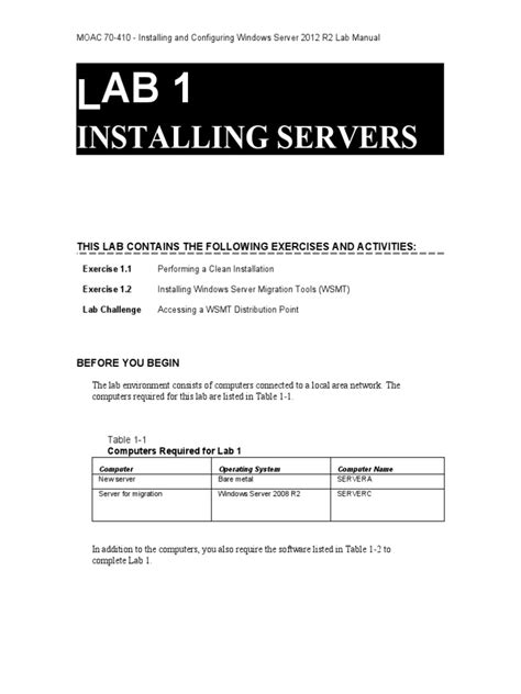 Lab 1 Installing Servers Pdf Microsoft Windows Operating System