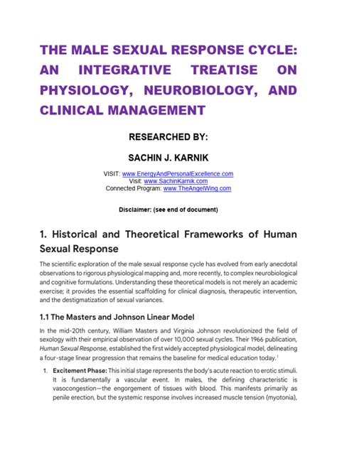 The Male Sexual Response Cycle An Integrative Treatise On Physiology