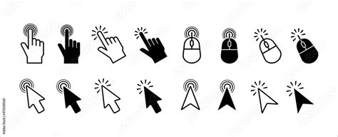 Mouse Click Cursor Icon Set Hand Finger And Arrow Cursor Pointer Symbol Icons Vector Set