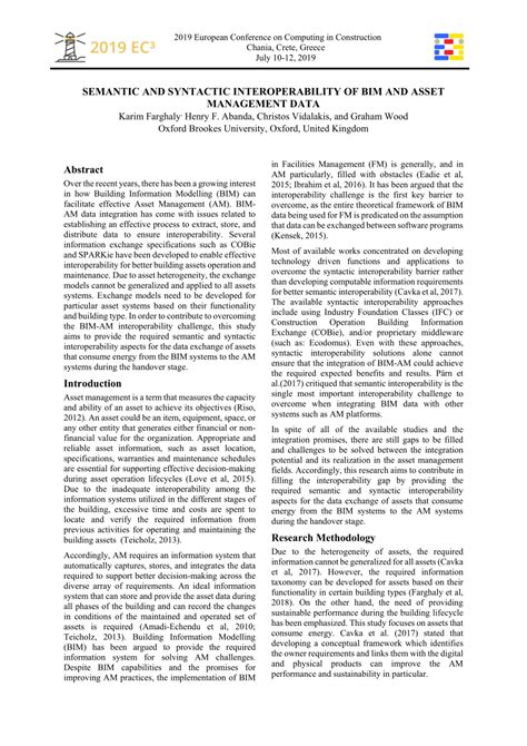Pdf Semantic And Syntactic Interoperability Of Bim And Asset Management Data