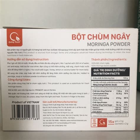 Bột Chùm Ngây Nguyên Chất Sấy Lạnh Quảng Thanh Hộp 45g 15 Gói 3g