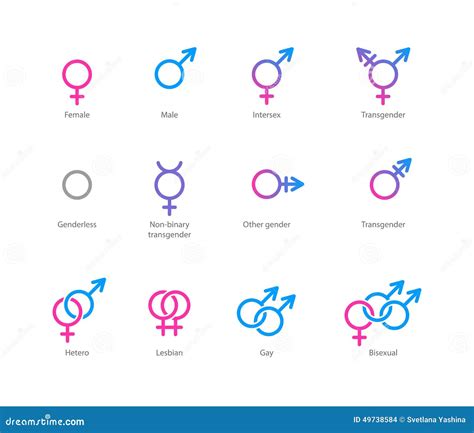 Gender Symbol Icon Set Stock Vector Illustration Of Heterosexual
