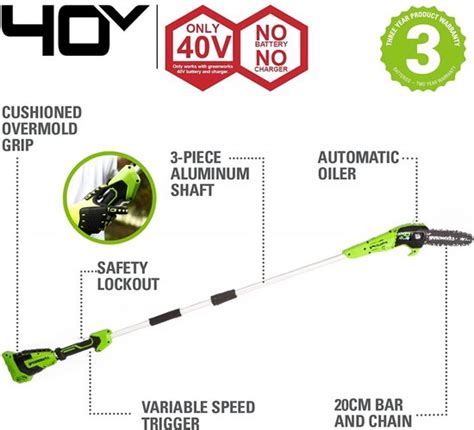 GREENWORKS 40 VOLT ACCU TAKKENZAAG INCL 2 0Ah ACCU EN OPLADER Bol