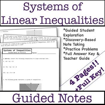 Graphing Systems Of Linear Inequalities Guided Notes Practice TPT
