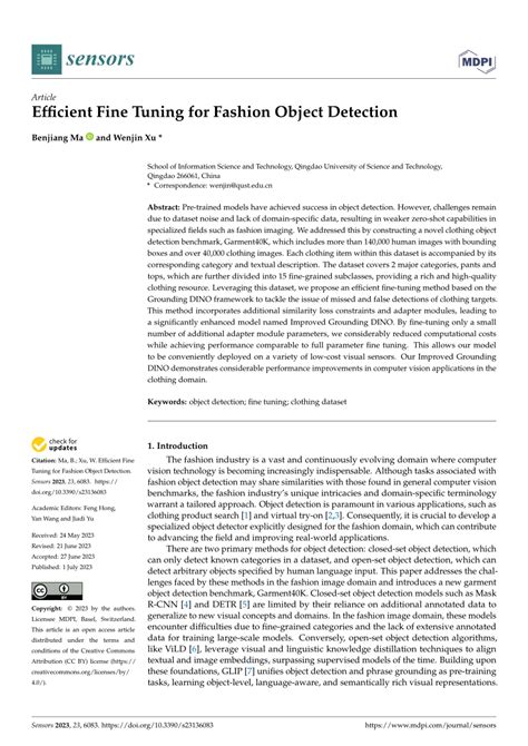 Pdf Efficient Fine Tuning For Fashion Object Detection