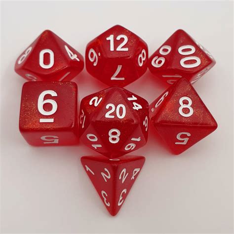 Glittery Ruby Dice Set Dice Dragons