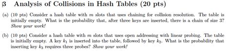 Solved Analysis Of Collisions In Hash Tables Consider A