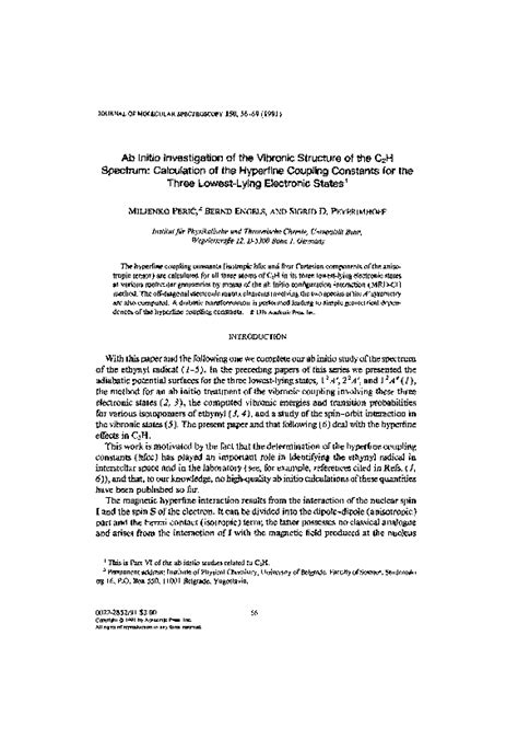 Pdf Ab Initio Investigation Of The Vibronic Structure Of The C2h