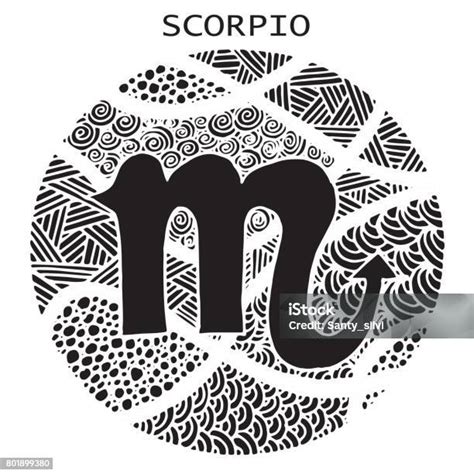 전갈 자리 조디악 가입을 위한 장식 아이콘입니다 그림 기호 상징 섬유 Typescript 색칠 검은색에 대한 스톡 벡터 아트 및 기타 이미지 Istock