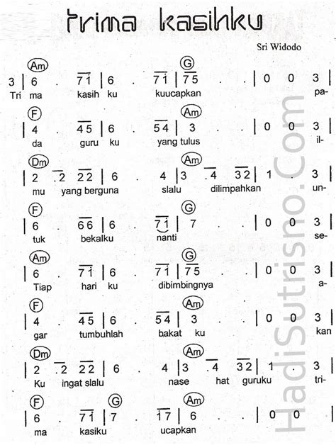 Lagu Terima Kasih Guruku Lirik Acord Partitur Visiuniversal