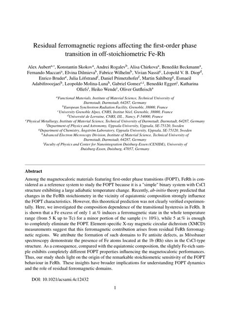 Pdf Residual Ferromagnetic Regions Affecting The First Order Phase