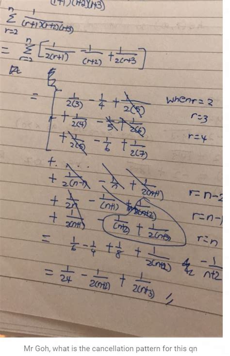 How To Spot The Cancellation Pattern In Method Of Difference Jc A Level H2 Math Tuition Singapore