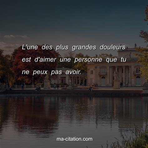 L Une Des Plus Grandes Douleurs Est D Aimer Une Personne Que Tu Ne Peux