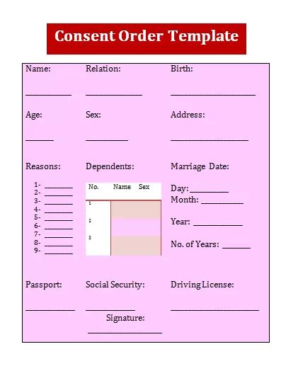 Consent Order Templates Free Word Templates