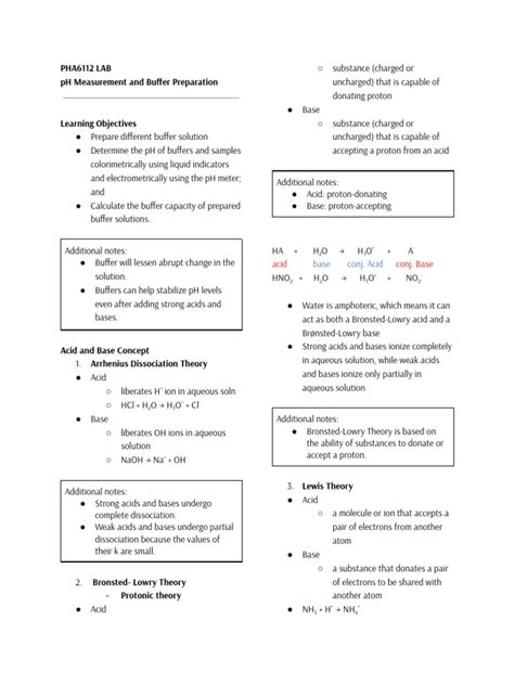 Pha6112 Lab Ph And Buffers Draft Pdf Ph Buffer Solution