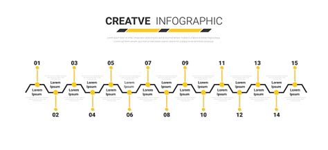 타임라인 인포그래픽 템플릿 15 라벨이 있는 벡터 인포그래픽 타임라인 디자인 템플릿 벡터 워크플로우 레이아웃 다이어그램 숫자 스텝 업 옵션에 사용할 수 있습니다 15에 대한