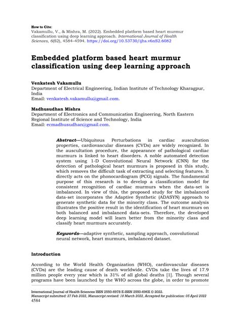 Pdf Embedded Platform Based Heart Murmur Classification Using Deep Learning Approach