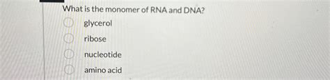 Solved What Is The Monomer Of Rna And