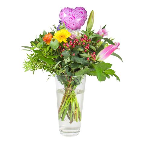 Hjerteballong På Pinne Rosa Roser Partyking