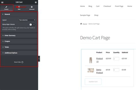 How To Customize The Woocommerce Cart Page With Elementor