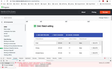 Grid Batch Editing On Select Editable Cell Gives Error Kendo All Js Uncaught TypeError