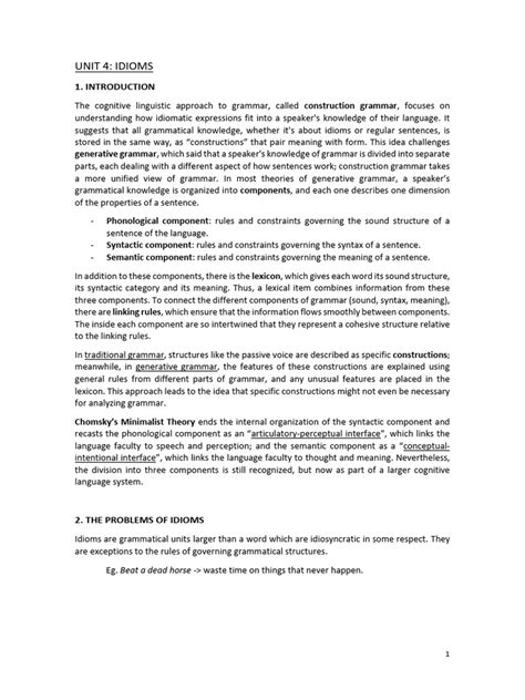 Unit 4 Pdf Idiom Semantics