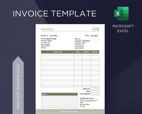 MS Excel Invoice Template Editable Invoice Business Invoice Editable Template Instant