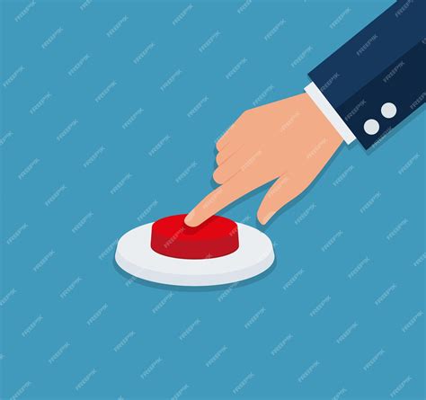Premium Vector Hand Pressing Red Button Top View Flat Style Cartoon Flat Style Isolated Vector