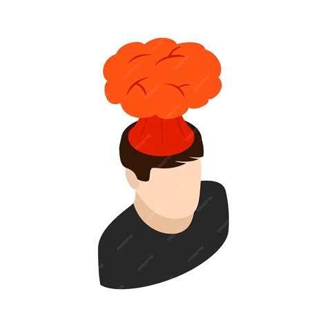 Premium Vector Volcanic Exploding Brain Icon In Isometric 3d Style Isolated On White Background