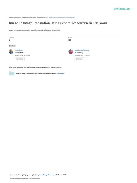 Image To Image Translation Using Generative Adversarial Network Pdf