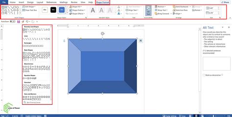 ms word illustrations group in the insert tab to work with shapes