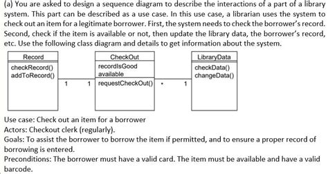 Solved A You Are Asked To Design A Sequence Diagram To Chegg Com