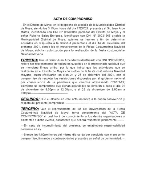 Acta De Compromiso Pdf