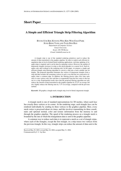 Pdf A Simple And Efficient Triangle Strip Filtering Algorithm
