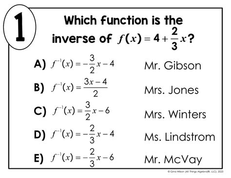 Inverse Functions Math Lib Activity All Things Algebra®