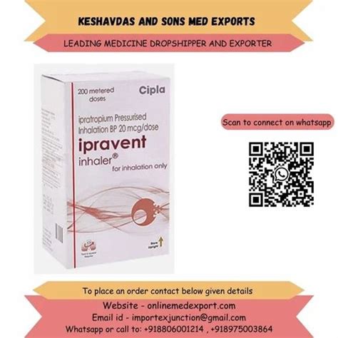 Ipravent Inhaler Ipratropium Pressurised Inhalation 20 Mcg At ₹ 152 Piece In Nagpur