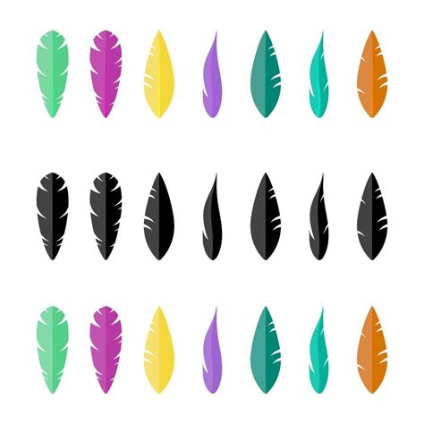 Feather Icon Set Set Of Modern Flat Colorfull Feather Vector Icons For