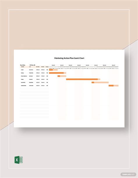 Marketing Action Plan Gantt Chart Template In Excel Download