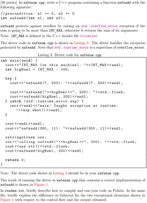 Solved 30 Points In Safesumcpp Write A C Program