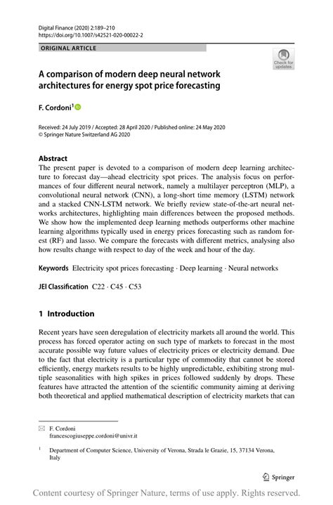 A Comparison Of Modern Deep Neural Network Architectures For Energy Spot Price Forecasting