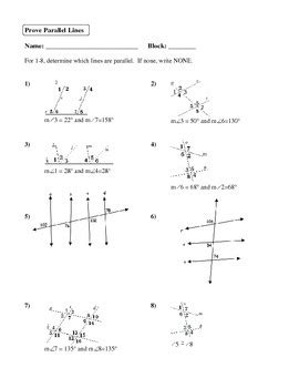 Geometry Unit 3 Prove Lines Are Parallel Worksheet By Plain And Simple Geometry