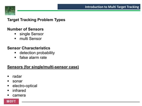Introduction To Multi Object Filtering Multi Target Tracking Pdf