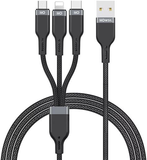 Mowsil Usb To Usb Type C Micro Usb Lightning In Multiple Charger Cable Up To Mbps