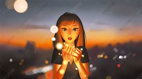 편평한 느낌의 밤빛 소녀 일러스트 플랫 삽화 소녀 일러스트 Pngtree 로열티 무료