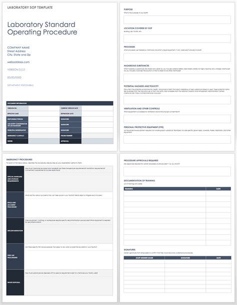 Standard Operating Procedures Templates Smartsheet Standard