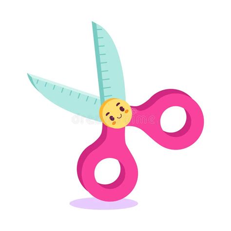 Vector Cartoon Cute Scissors School Kawaii Illustration Stock Vector