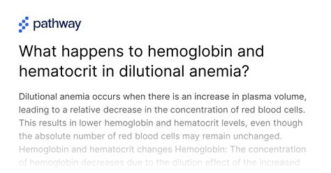 What Happens To Hemoglobin And Hematocrit In Dilutional Anemia Pathway