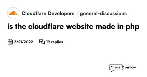 Is The Cloudflare Website Made In Php Cloudflare Developers